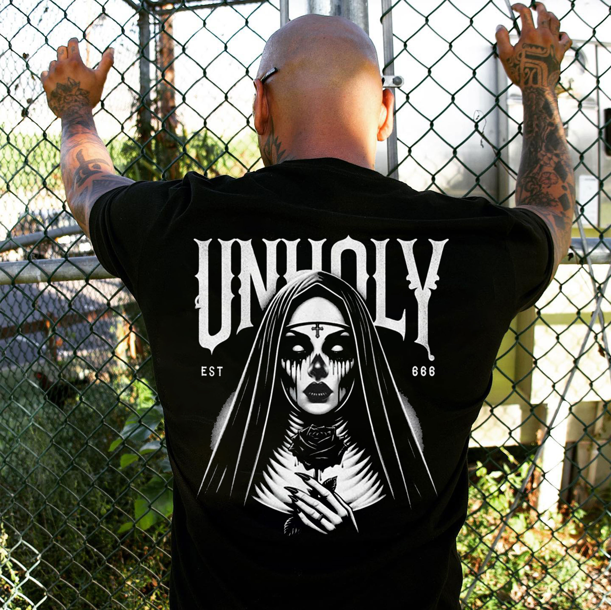 UNHOLY Evil Nun Black Print T-shirt