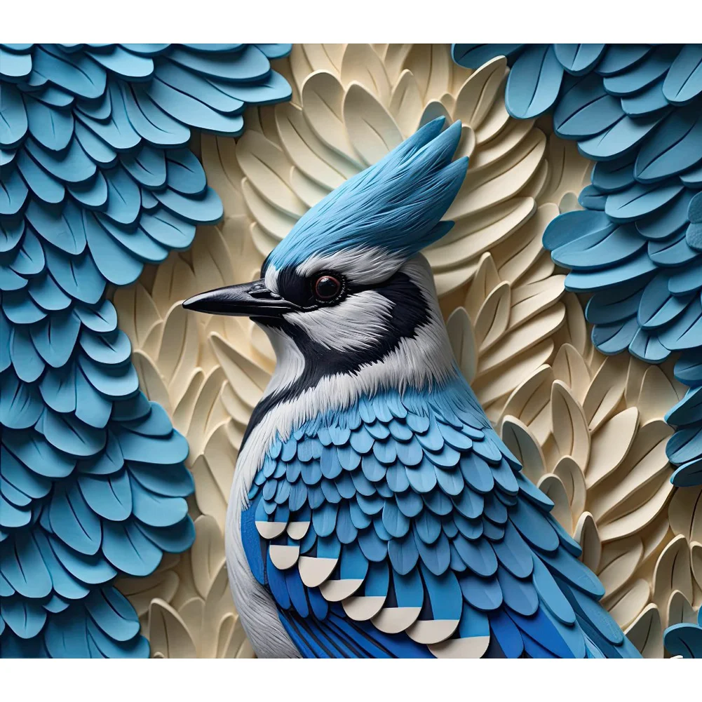 Embossed 3D Blue Bird (canvas) full round or square drill diamond painting