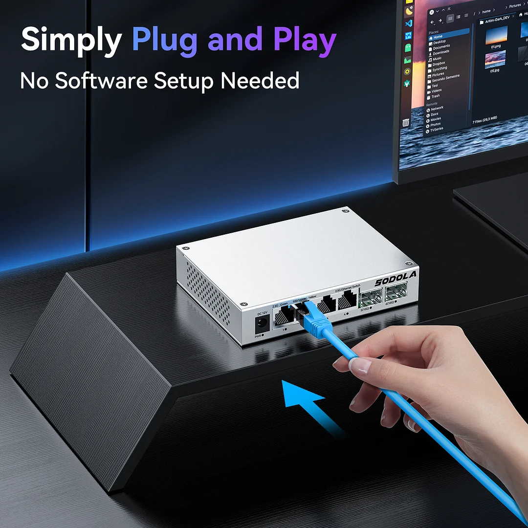 SODOLA 6 Port 2.5G Easy Web Managed Switch, 4 x 2.5G Base-T Ports, 2 x ...