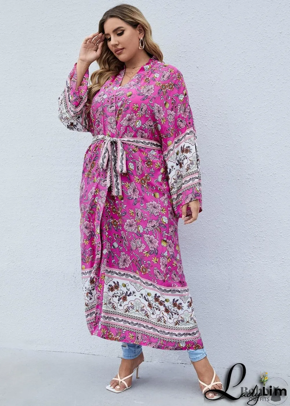 Women's Chic Plus Size India Boho Kimono Dress - Ladylim