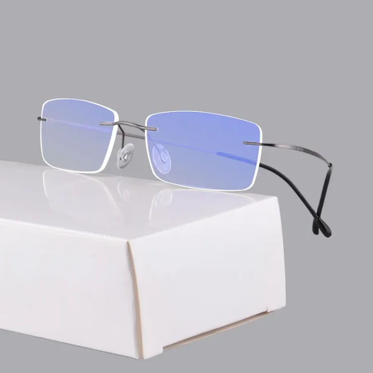 Rimless Glasses Titanium Men Prescription Glasses Men Myopia BlueLight ...