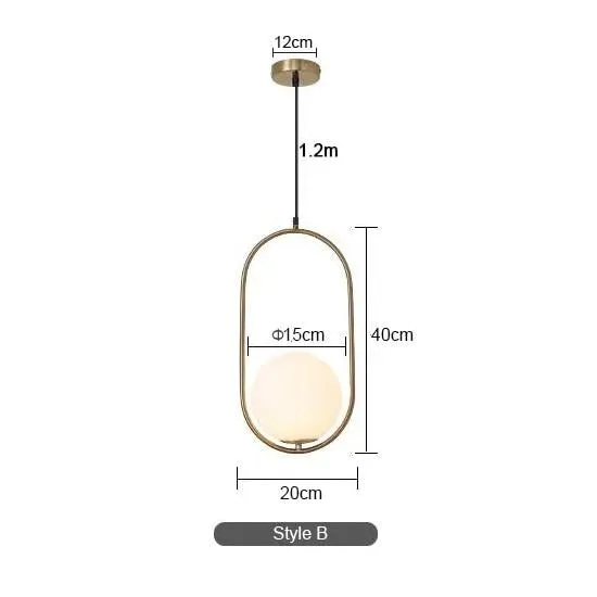 Modern LED Round Glass Ball Pendant Lights Iron E14 Pendant Lamps ...