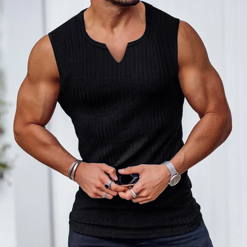 Men's Solid Color V-Neck Tank Top