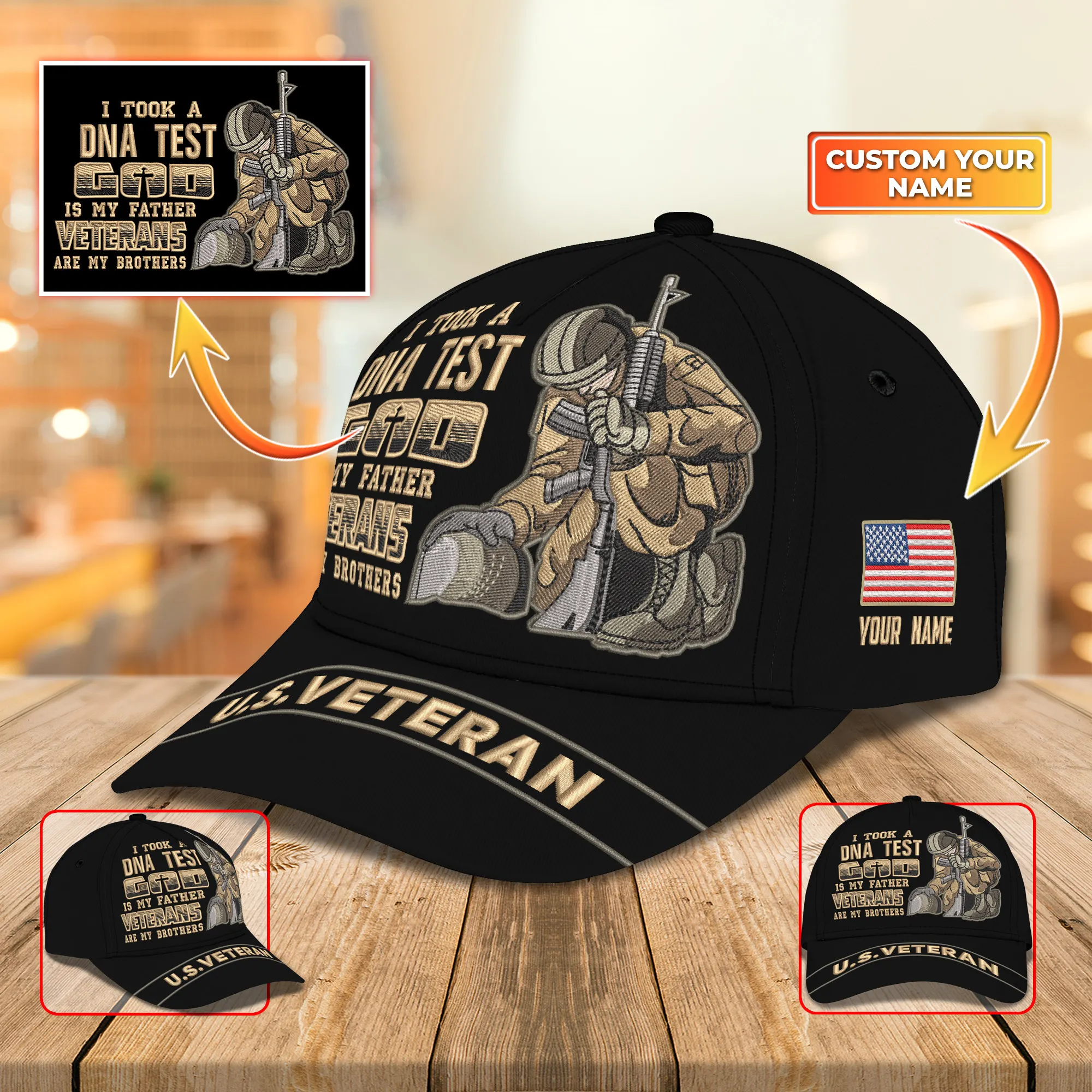 Embroidery Cap - God Is My Father Veteran Are My Brothers Cap Custom ...