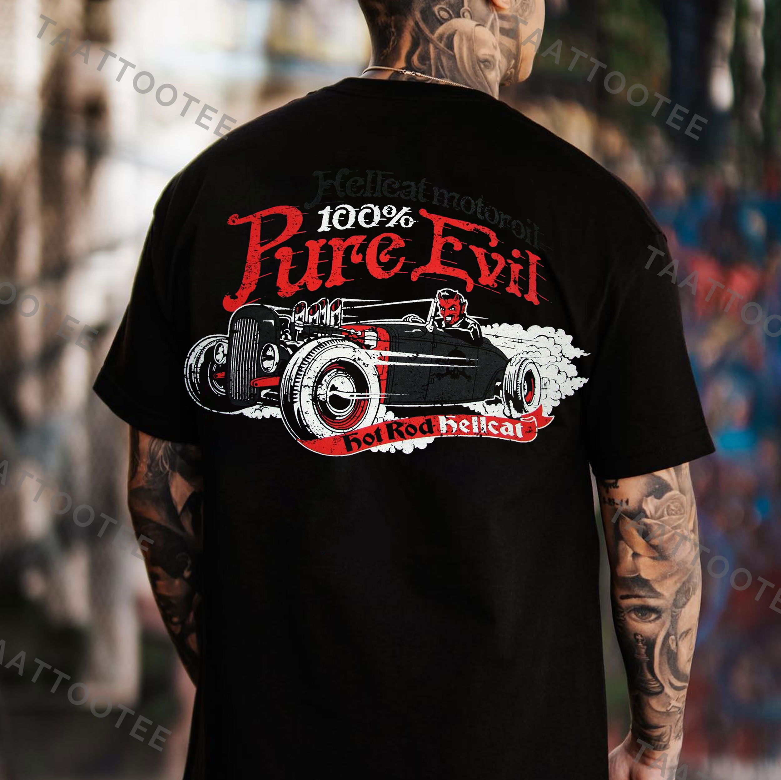 100% PURE EVIL HOT ROD HELLCAT Classic Car Print Men's T-shirt