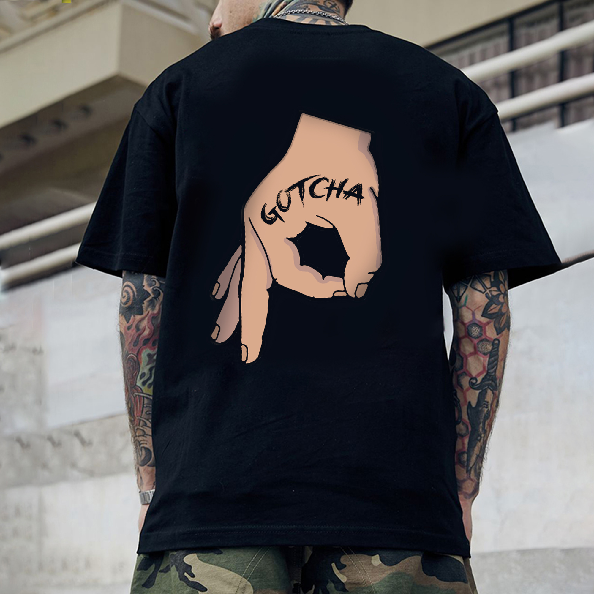 Gotcha Gesture Print Men's T-shirt