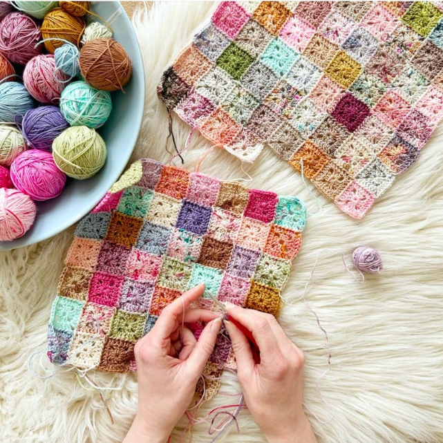 Mini Granny Square Crochet Pattern - Pattern with Photos - UK & US Terms