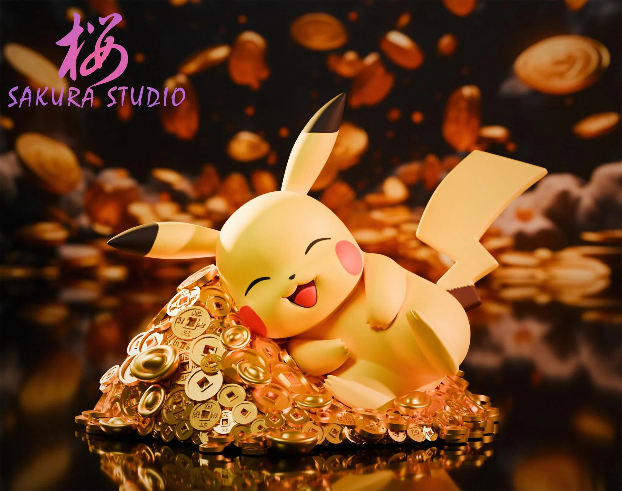 Laying Pikachu 2.0 - Pokemon Resin Statue - SAKURA Studio