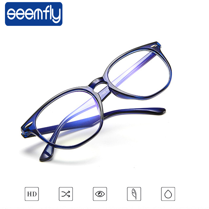seemfly Anti Blue Ray Glasses Frames Women Men Retro Round Eyeglasses ...