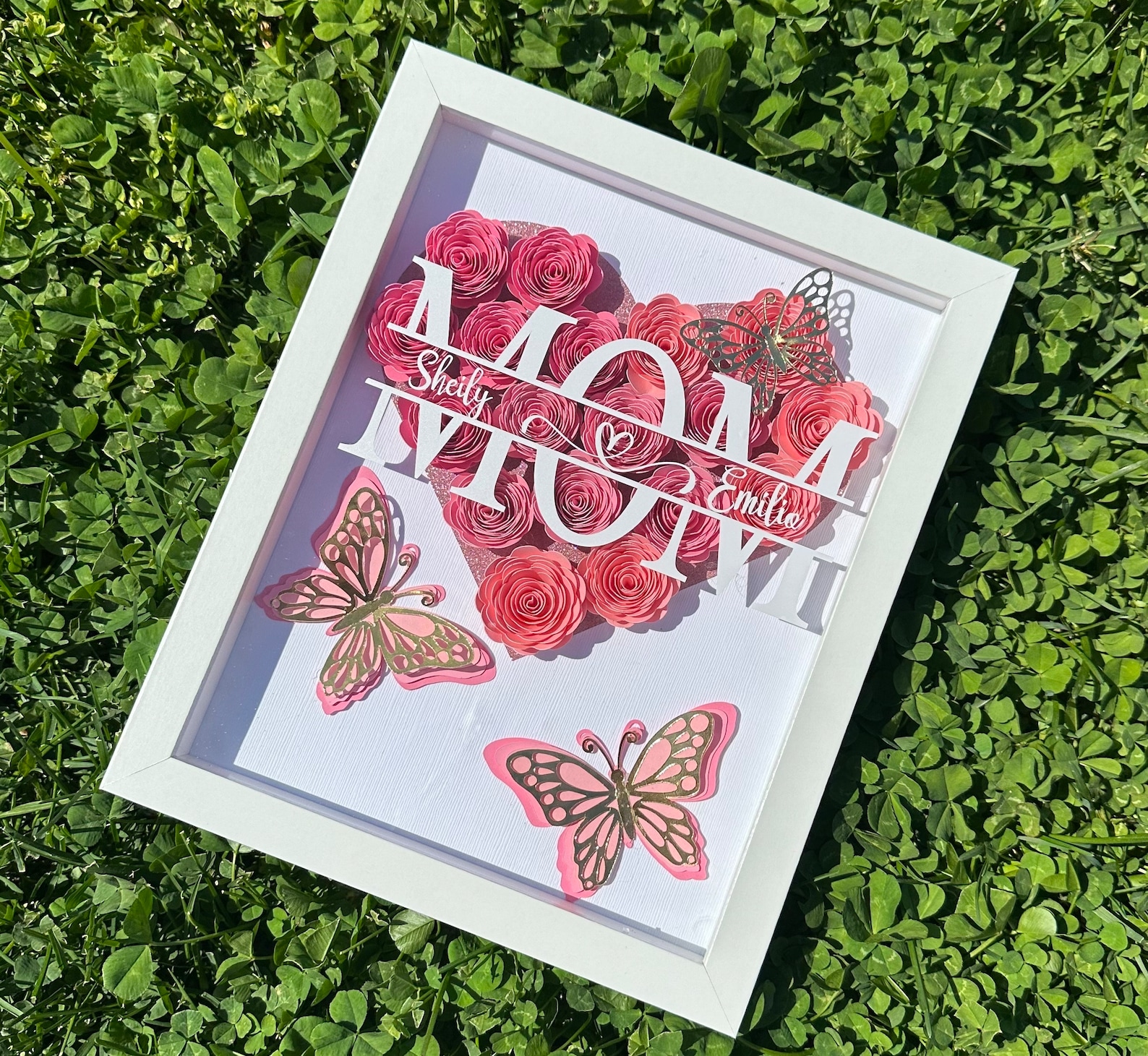 Mom Shadow Box, Ombre Shadow Box, Mom Heart Shaped Monogram ...