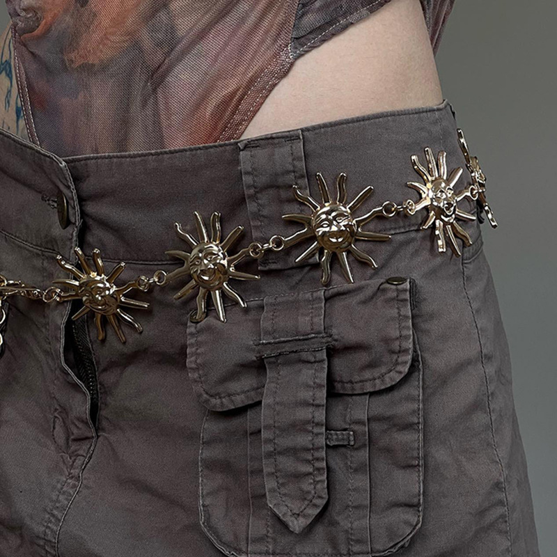 Y2K METAL SUN CHAIN WAIST BELT