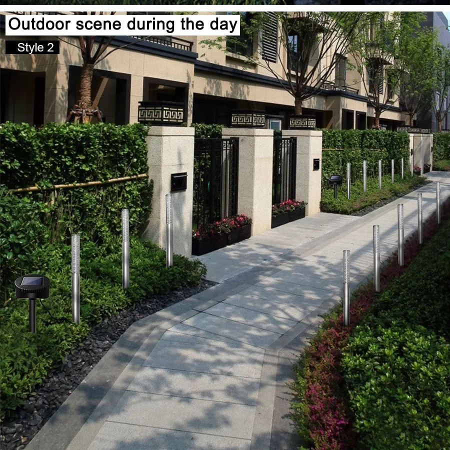 Solar Power Tube Lights Lamps Acrylic Bubble Pathway Lawn Landscape ...