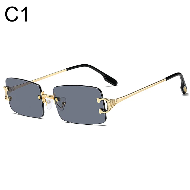 New Eyewear Tinted Frameless Eyewear Retro Rectangular Sunglasses ...