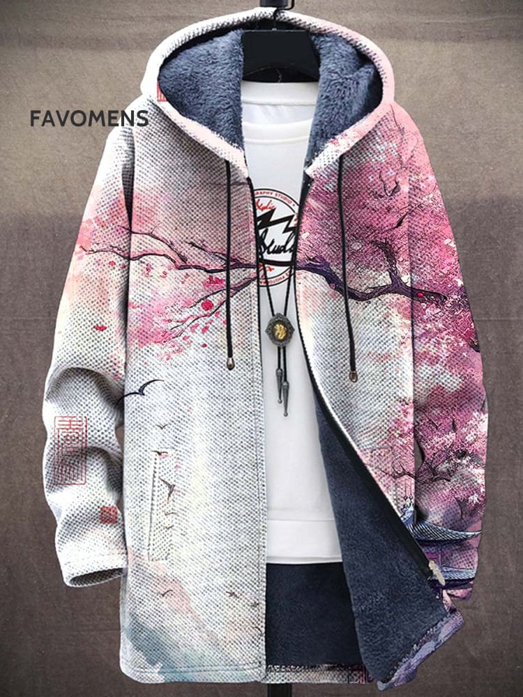 Unisex Plush Thickened Long Sleeve Sweater Japanese Style Sakura Temple ...