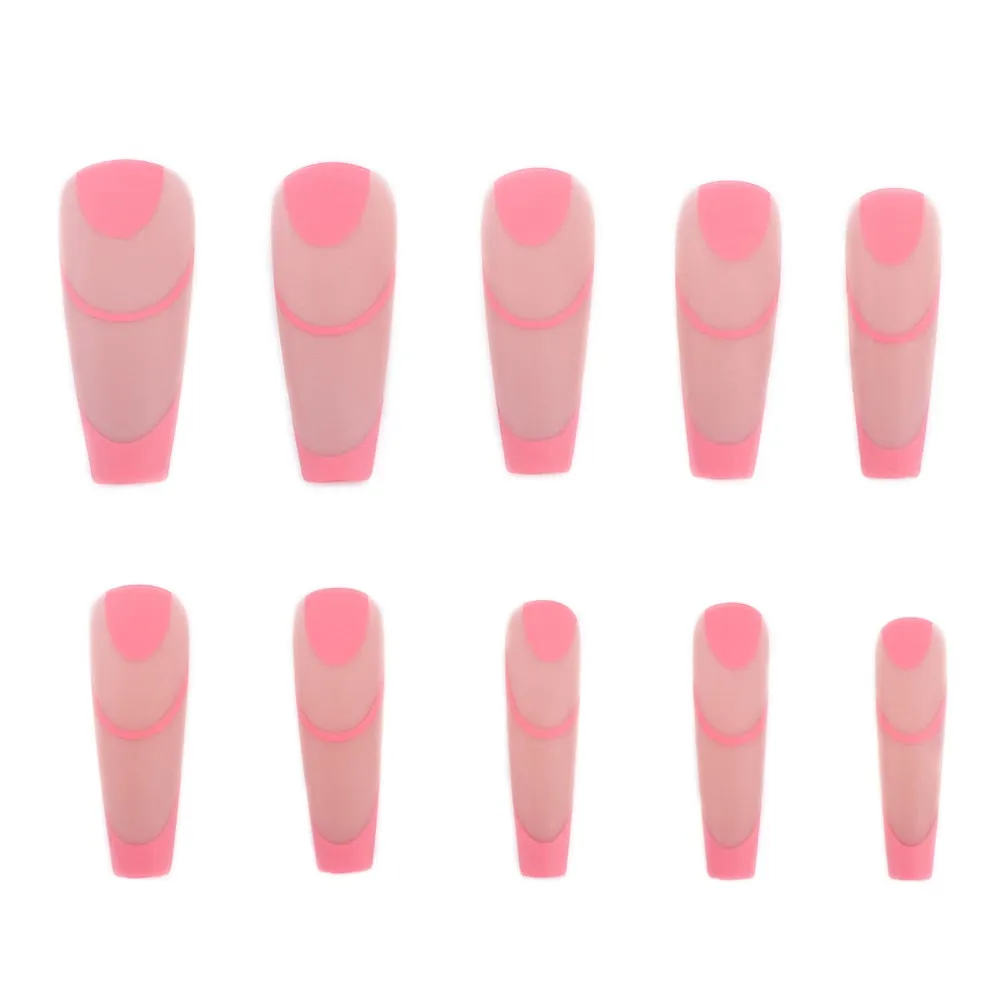 Professional fake nails overhead with glue coffin artificial nails tips ...