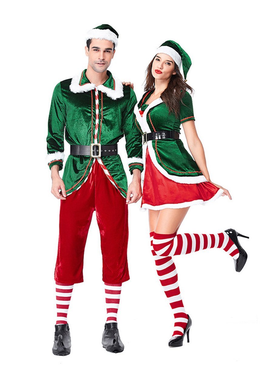 Christmas Elves Costume Woman and Man Party Cosplay Sets