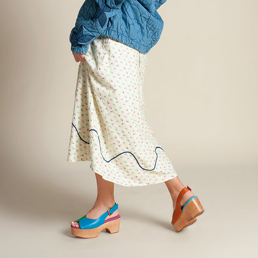 Multi Color Open Toe Platform Heeled Clogs Slingback Cute Sandals