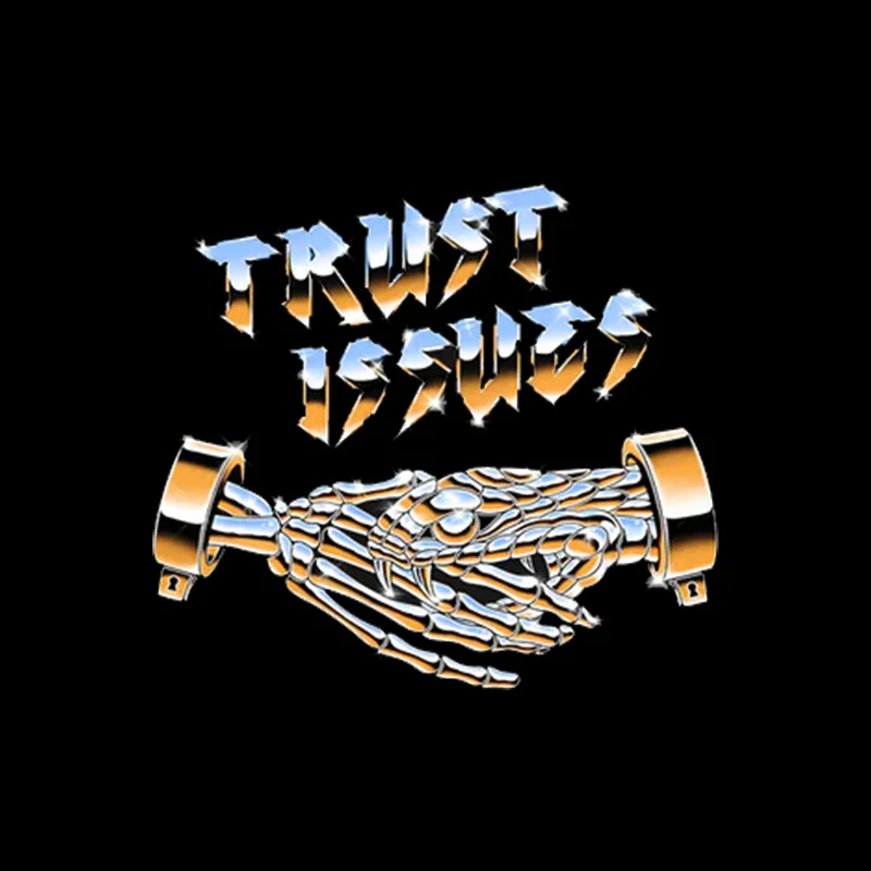 TRUST ISSUES Shaking Hands with Snake Black Print T-shirt
