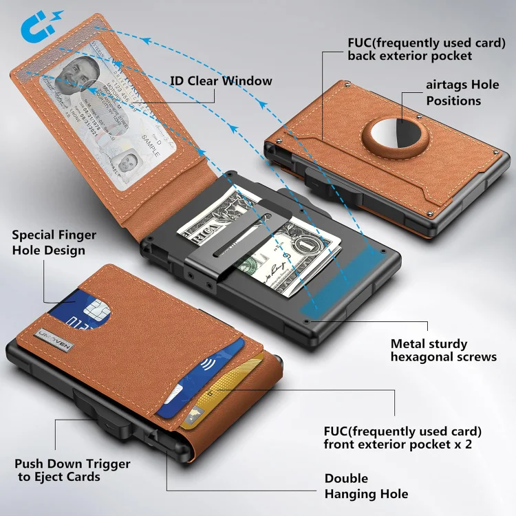 AirTag Wallet for Men - with Pop Up Aluminum Case Money Clip Slim ...