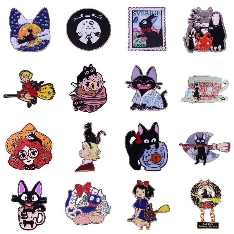 Kiki's Delivery Service Hard Enamel Miyazaki Lapel Pins Cartoon Animal ...