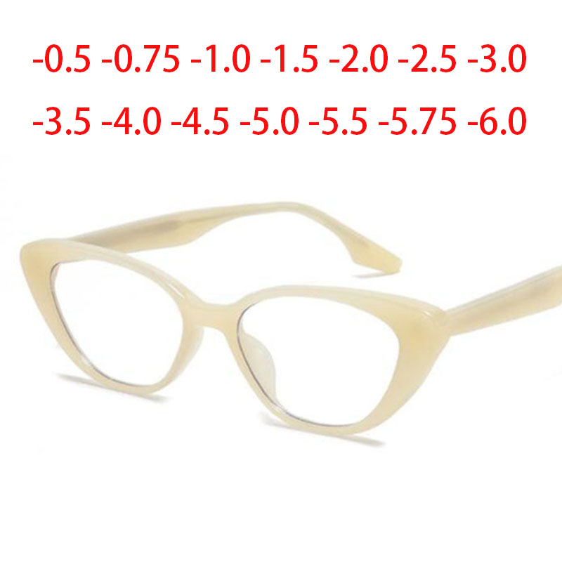 Triangular Cat Eye Clear Lens Glasses Myopia Nerd Spectacles Women ...