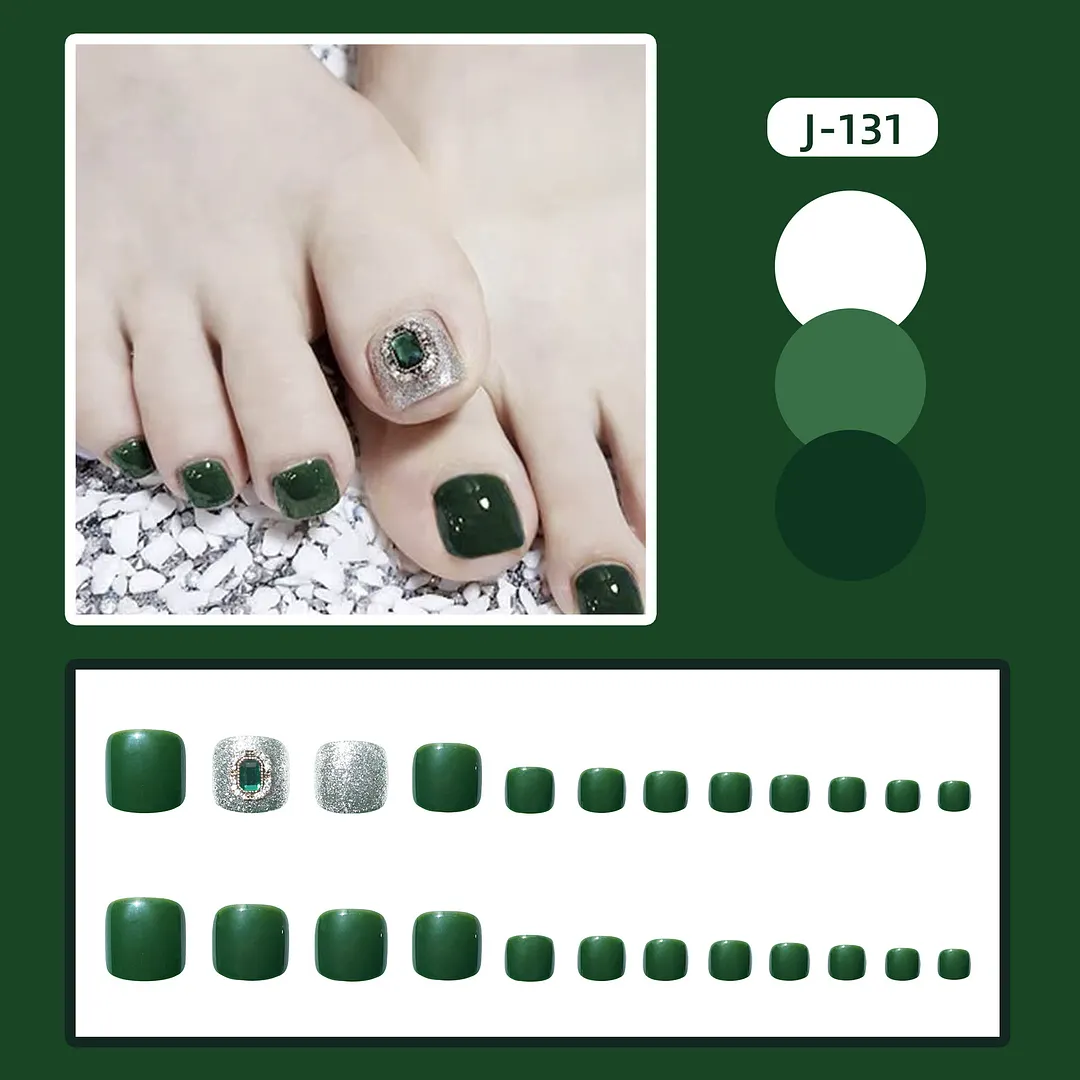 Churchf Fake Toenails With Glue Glamour Black Full Diamond Glitter ...