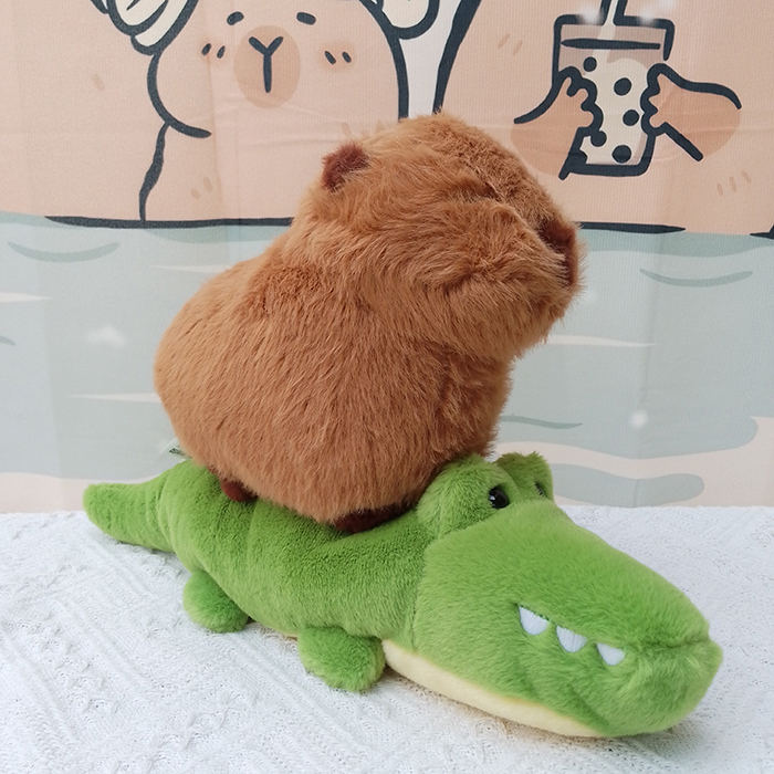 Capybara Riding Crocodile Stuffed Toy - Adorable and Cozy Fun