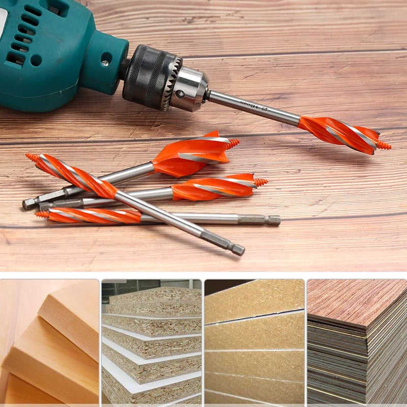 Extended woodworking four-edge drill