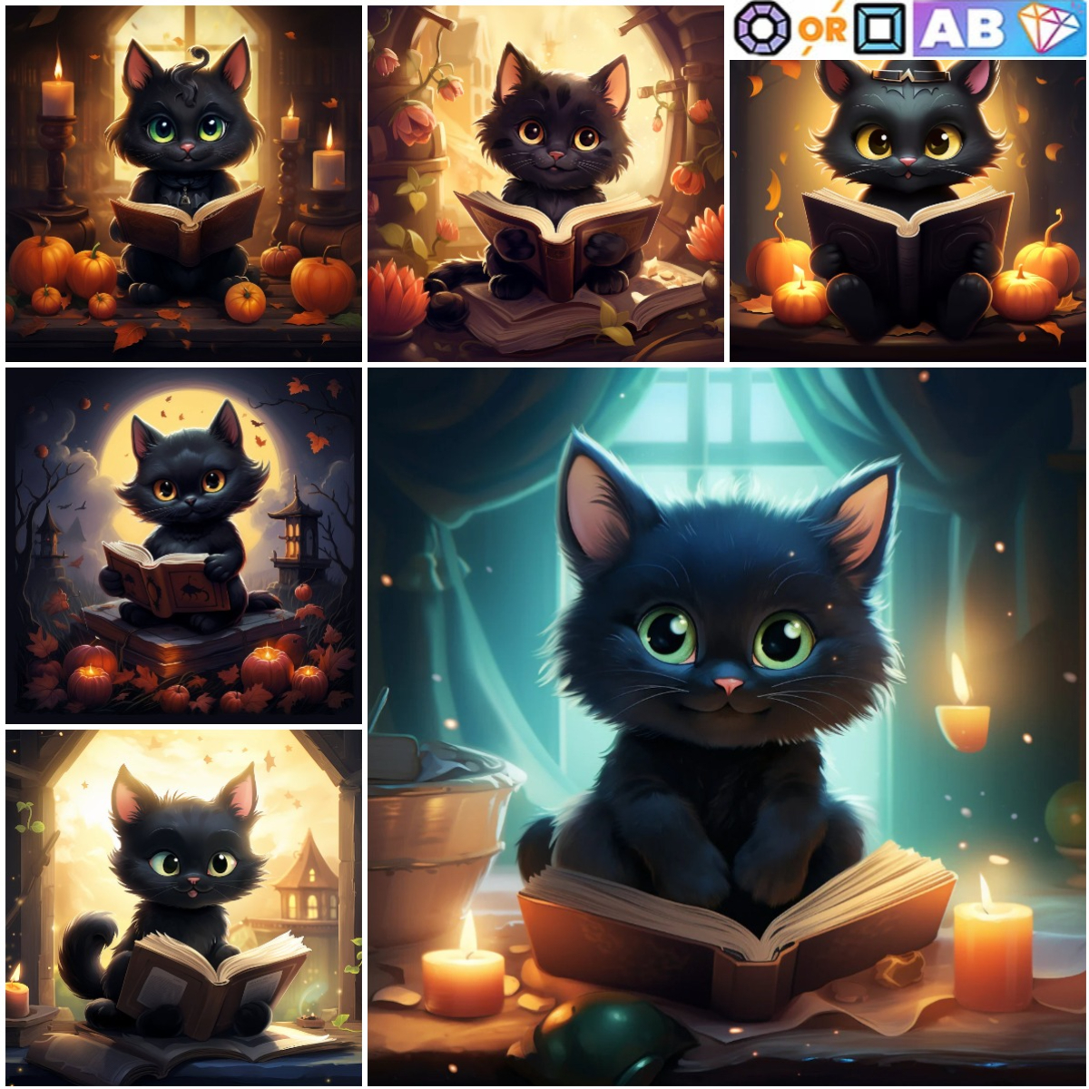 Reading Cat 40*40CM(Canvas) Diamond Painting