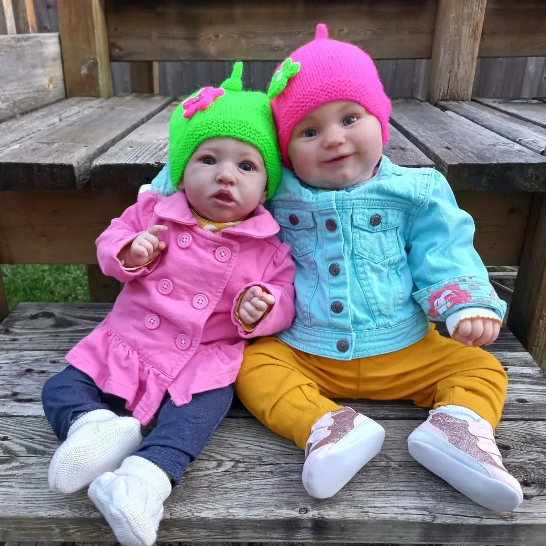 20" Soft Weighted Body, Cute Lifelike Hang-Painted Reborn Twin Girls ...