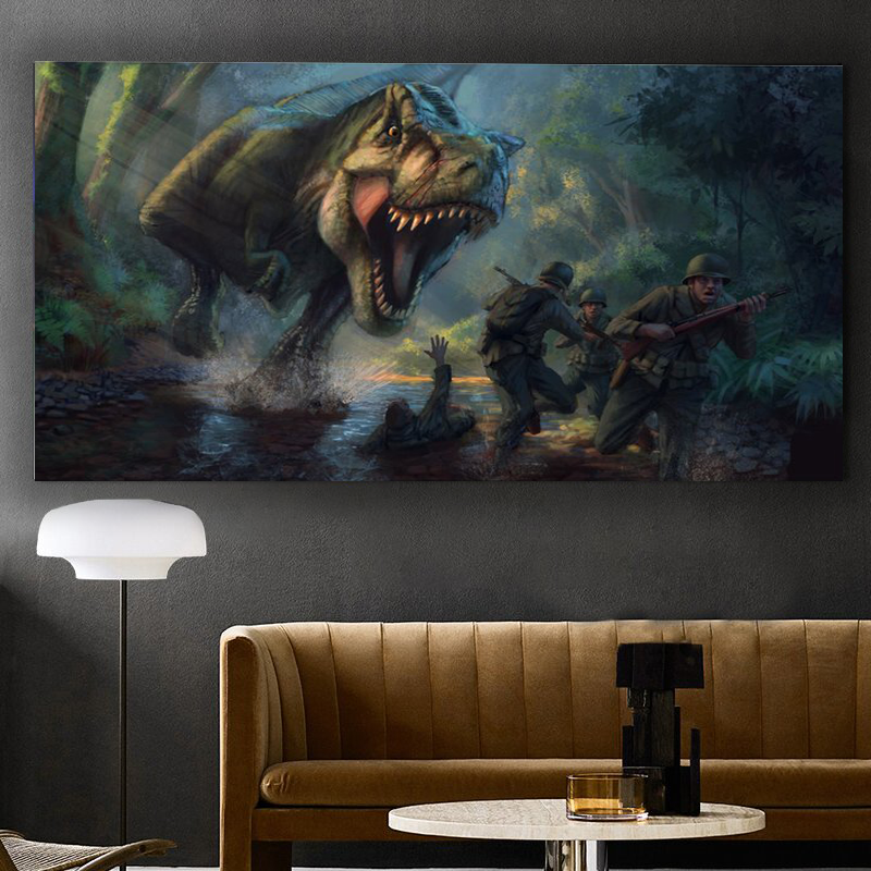 Jurassic 1944 WW2 Canvas Wall Art