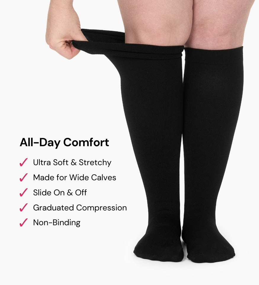Widened Compression Stockings For Pain Relief