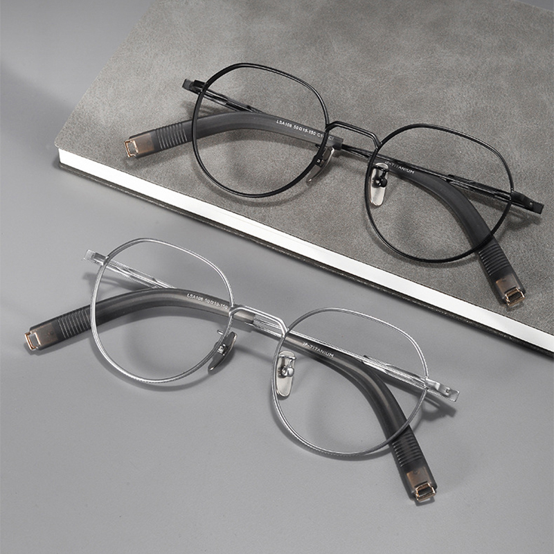 USA Brand Replica Pure Titanium Eyewear Luxury Round Ultra Light ...