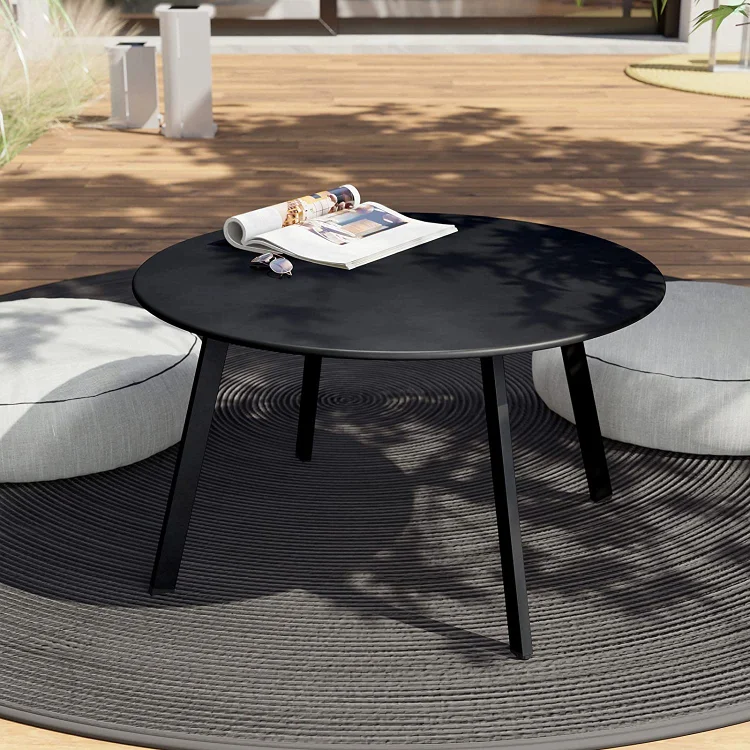 Grand Patio Round Steel Patio Coffee Table Weather Resistant Outdoor Large Side Table