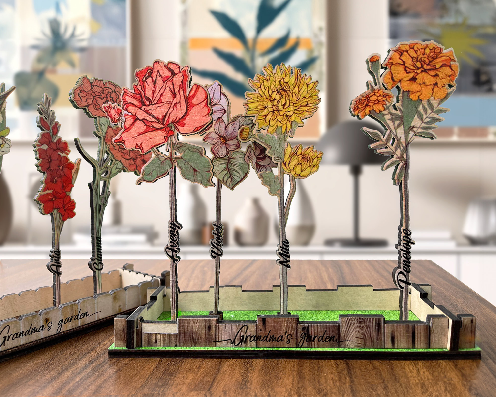 Custom Wooden Birth Flower Garden