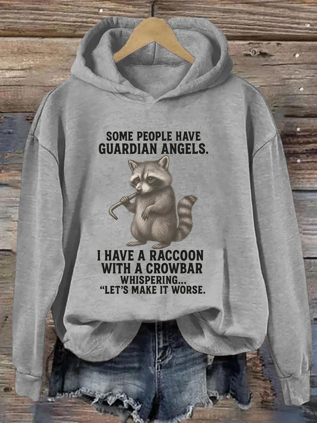 Some People Have Guardian Angels Raccoon With Crowbar Hoodie