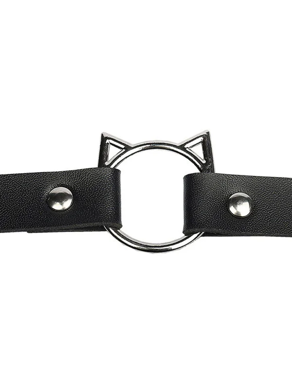 Punk Fashion PU Cat Decoration Gothic Choker