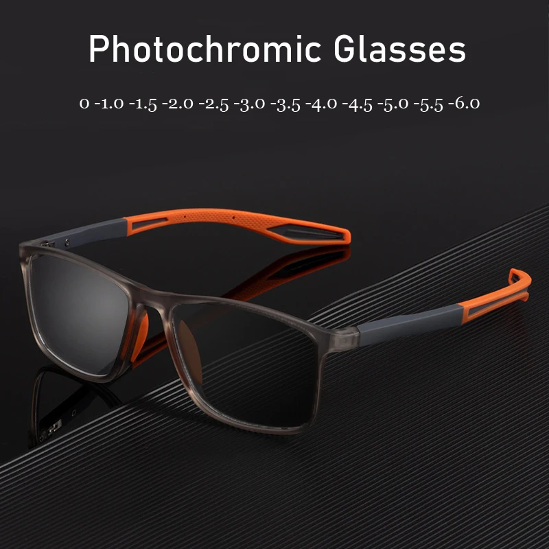 Outdoor TR90 Sports Color Changing Myopia Glasses Vintage Women Men's ...