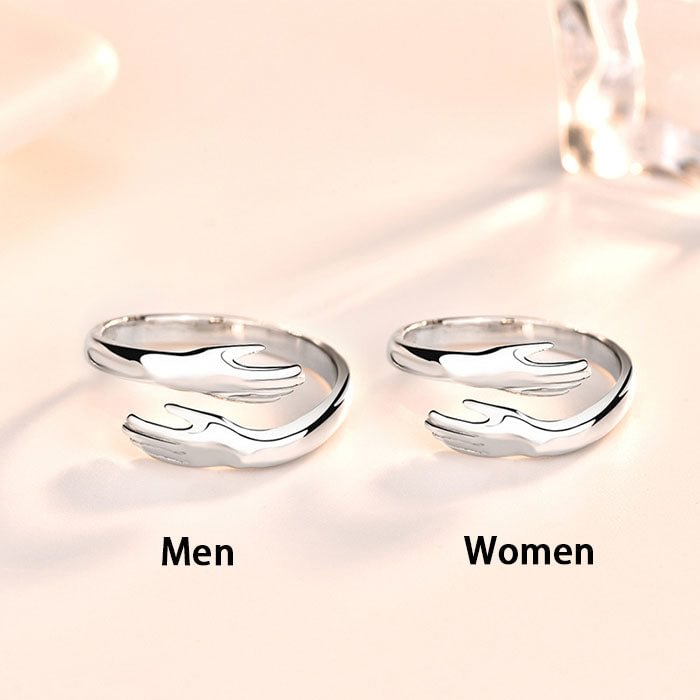 S925 Silver Love Hug Ring for Men & Women/ Adjustable Couple Ring