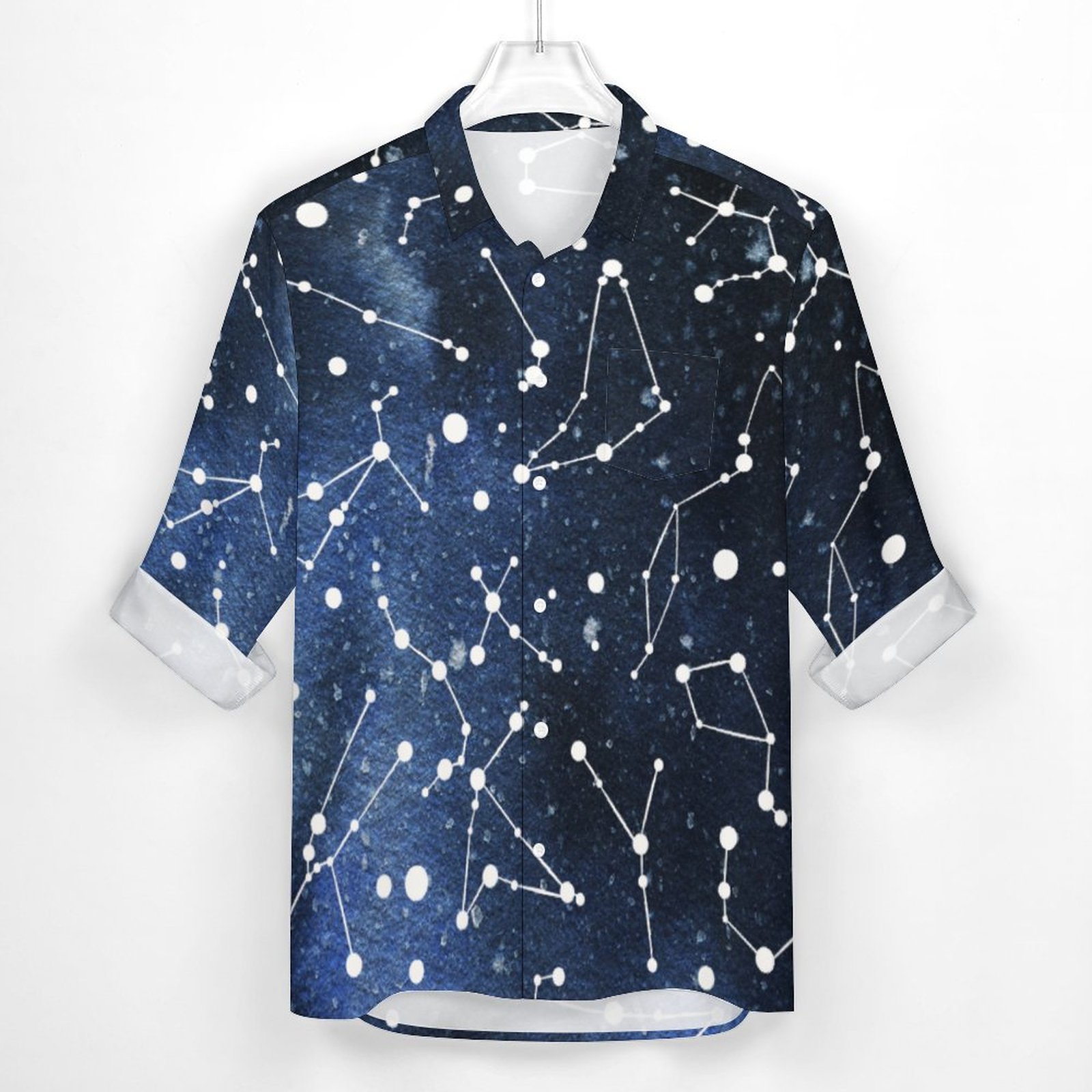 SFNEEWHO Cool Dark Blue Night Sky Constellations Hawaiian Button Down ...