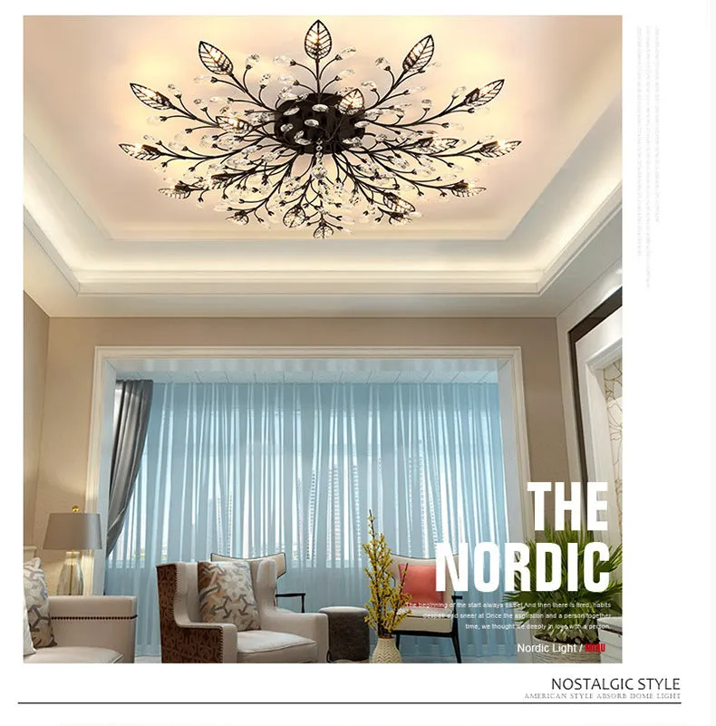 Vintage LED Ceiling Light Crystal Ceiling Lamp For Living Room Loft