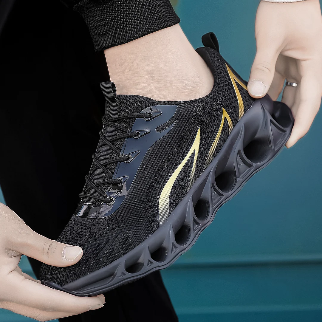 Metelo Men's Relieve Foot Pain Perfect Walking Shoes - Black Gold