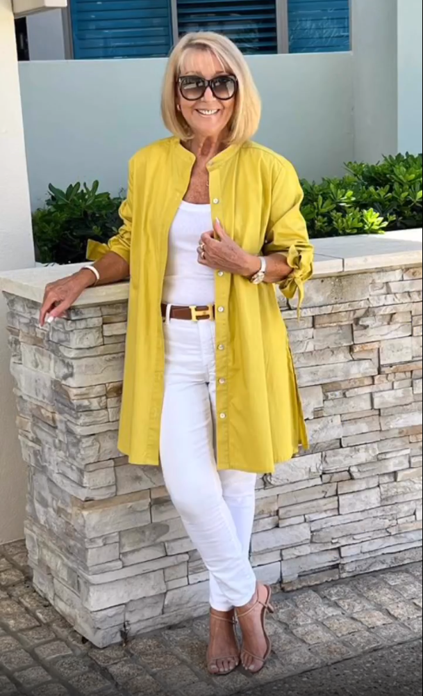 Solid Color Long Shirt Women