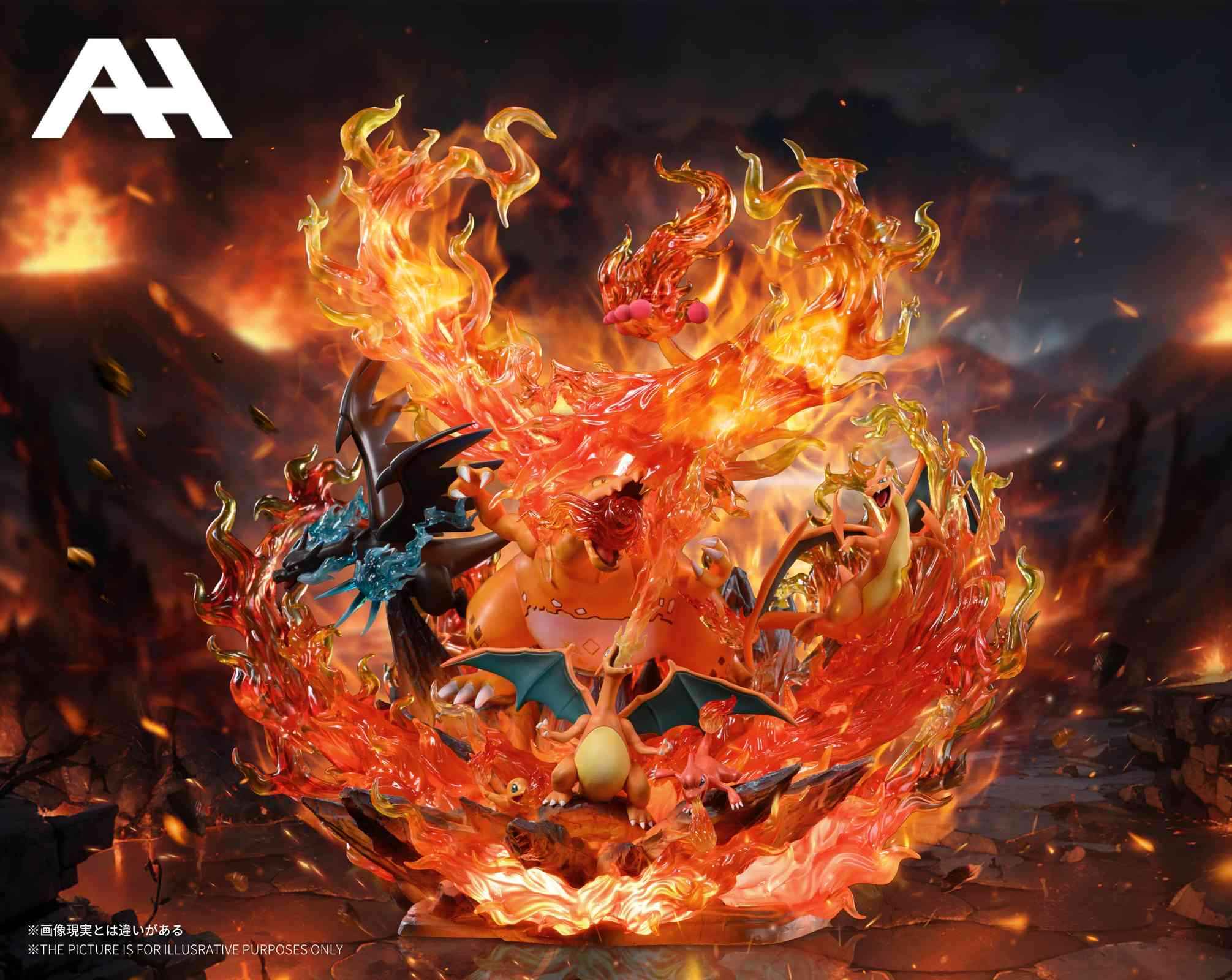 Gigantamax Charizard Family with LED - Pokemon Resin Statue - AH-Studio