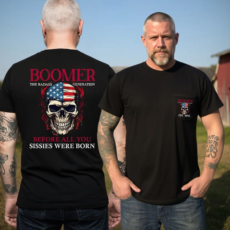 BOOMER The Badass Generation Custom Year Cotton pocket T-shirt ...