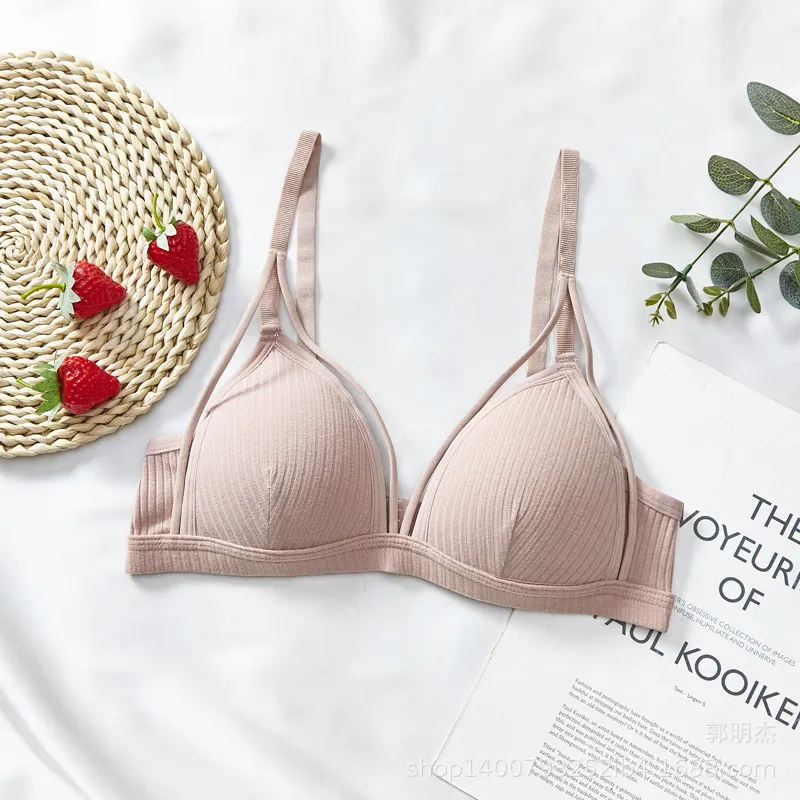 Billionm Sexy Wireless V-neck Bra Cotton Woven Cotton Comfortable ...