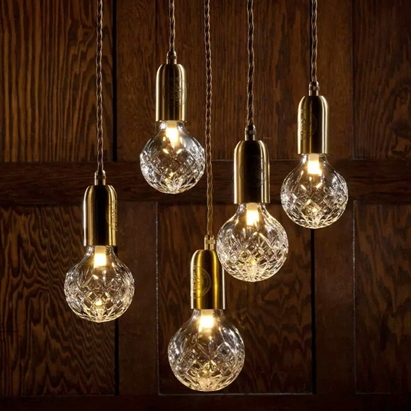 Modern Crystal Glass Ball LED G9 Pendant Lights Creative Decor Hall ...