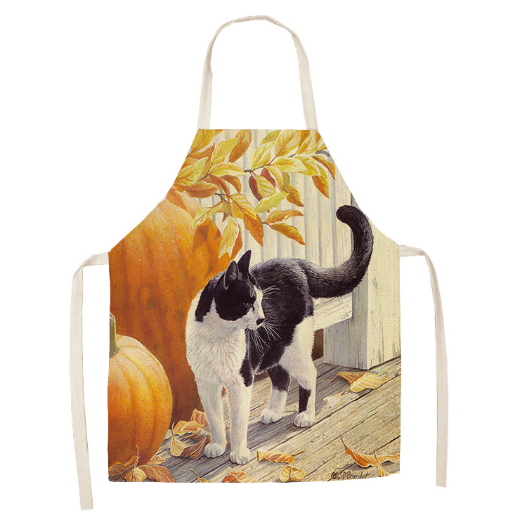 Linen Kitchen Apron - Cat