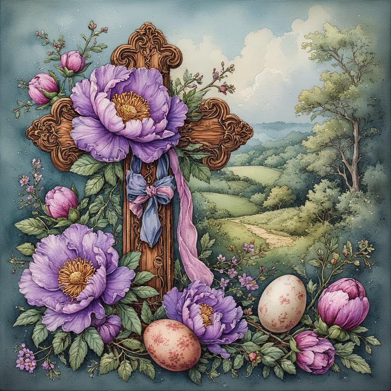 Flower Cross (velvet cloth) full crystal round/square diamond painting