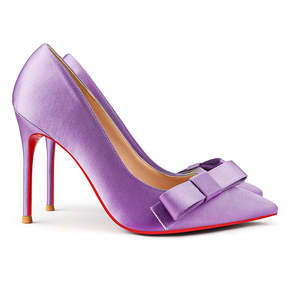 Alien Prom Red Bottom Silk Bow Stiletto Heels Pumps